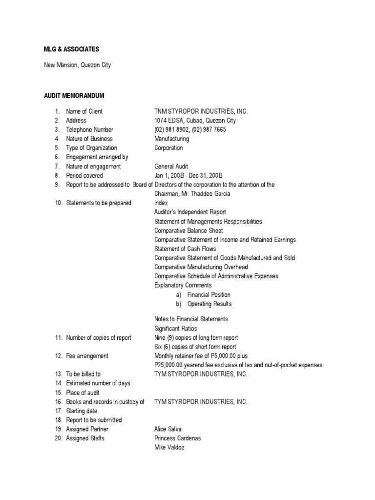 1 Audit Memo | PDF
