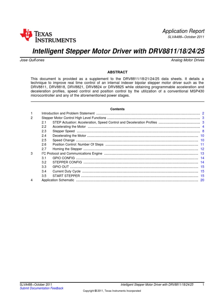 Intelligent Stepper Motor Driver With DRV8824 | PDF | Electric Motor ...