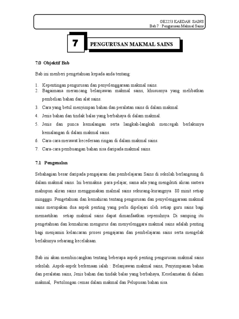 Pengurusan Makmal Sains | PDF