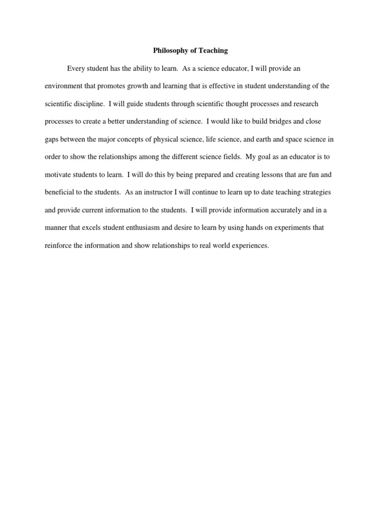 Effective Science Teaching Philosophy | PDF