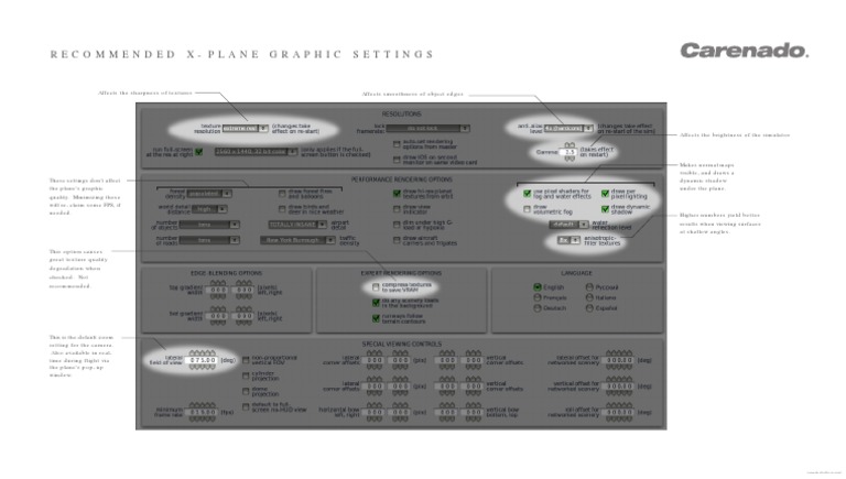 Recommended Settings X-Plane | PDF | Texture Mapping | Graphics