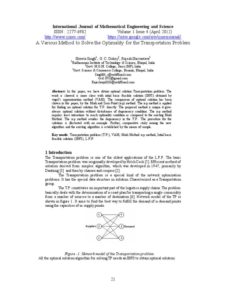 A Various Method To Solve The Optimality For The Transportation Problem ...