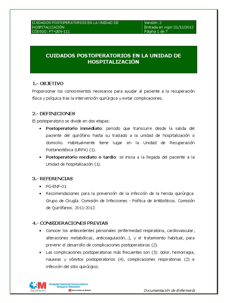 Cuidados Postoperatorios Esenciales | PDF