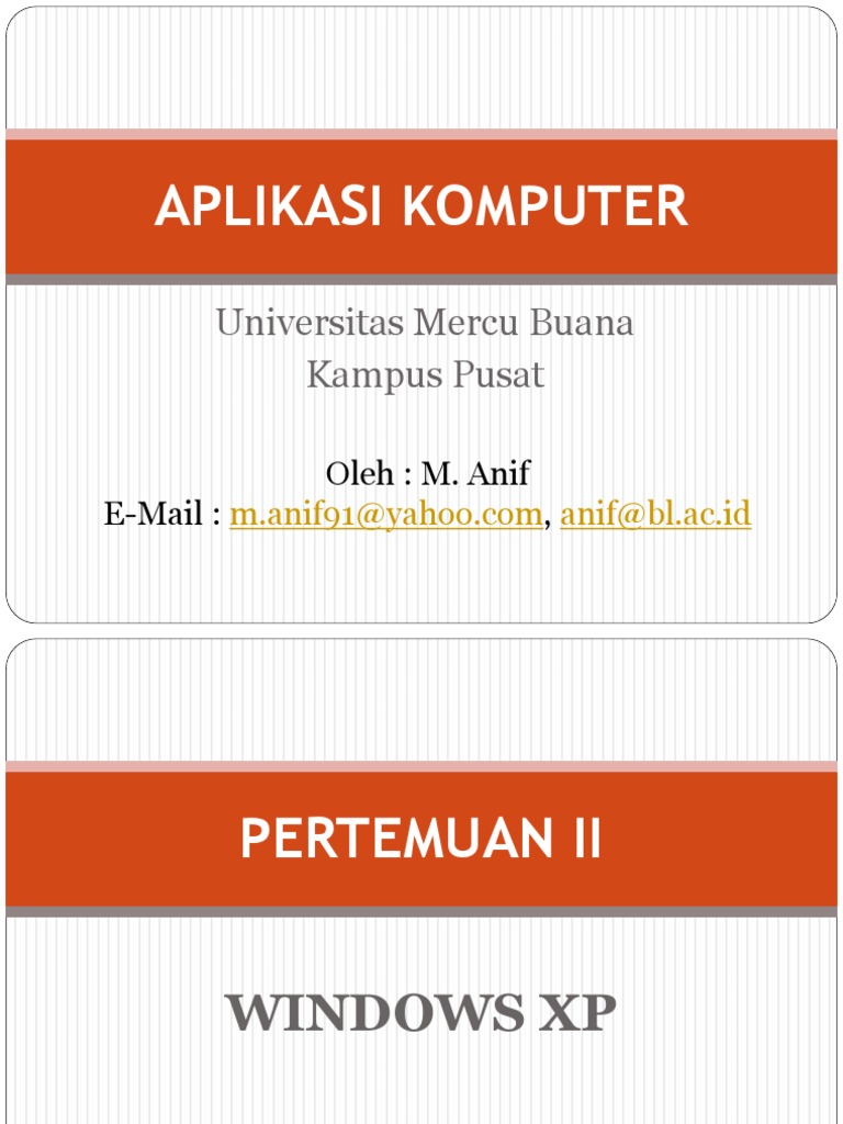 Aplikasi Komputer - p2 Windows XP | PDF | Button (Computing) | Icon (Computing)