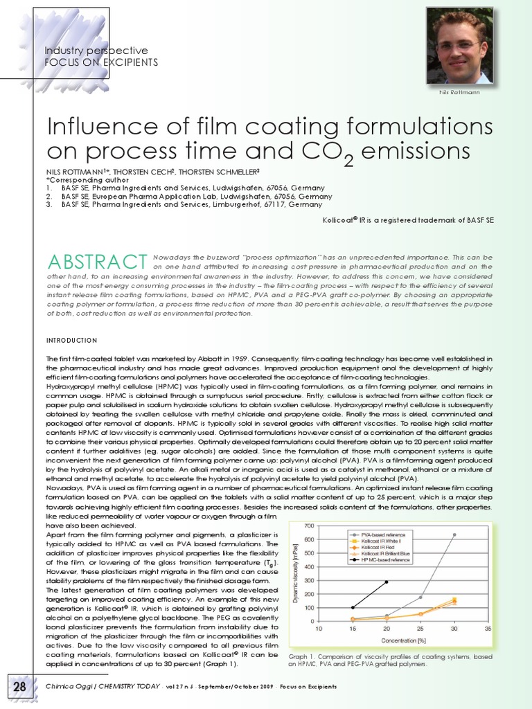 Influence of Film Coating Formulations On Process Time and Co2 ...