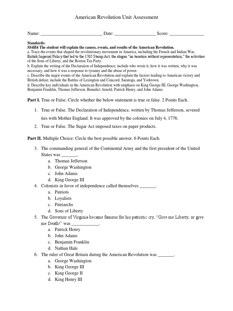 Authentic Assessment | PDF | American Revolution | John Adams