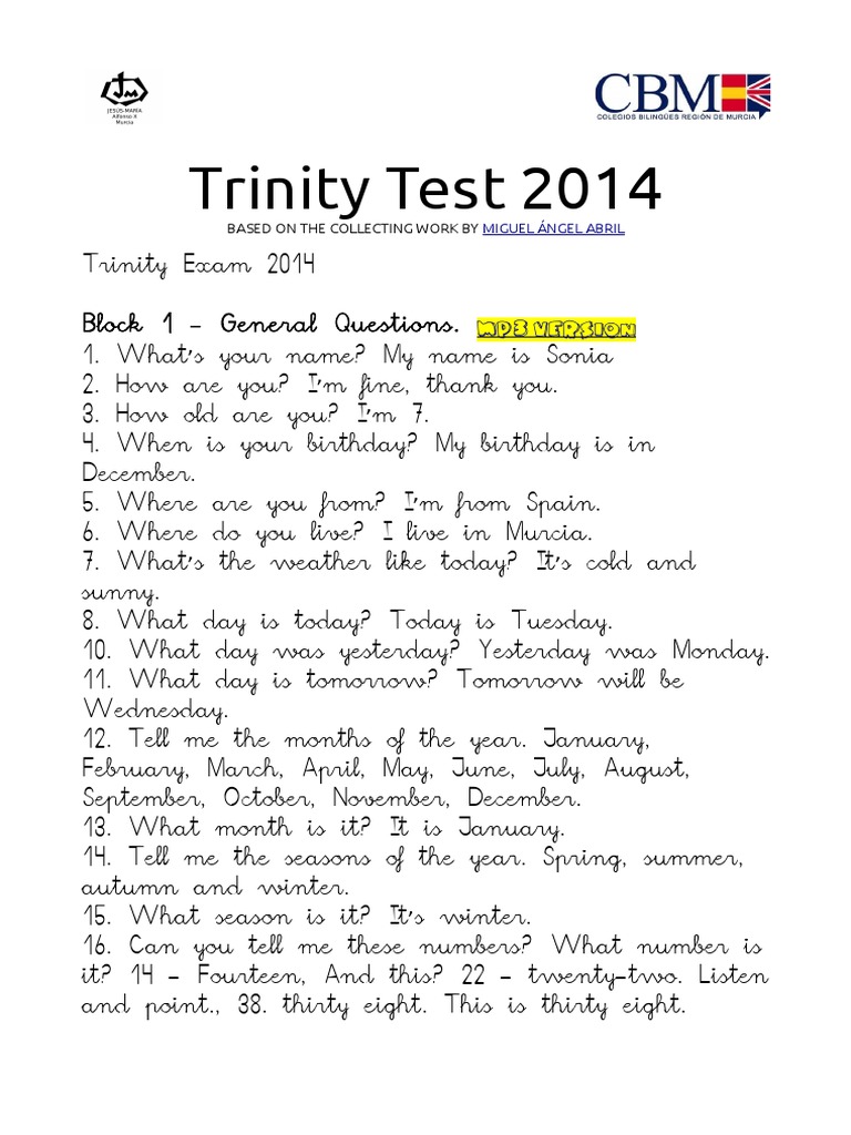 Trinity Test 2014 PDF | PDF | Sports