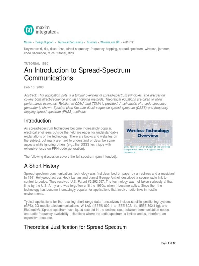 An Introduction To Spread-Spectrum Communications | PDF | Code Division Multiple Access | Signal ...