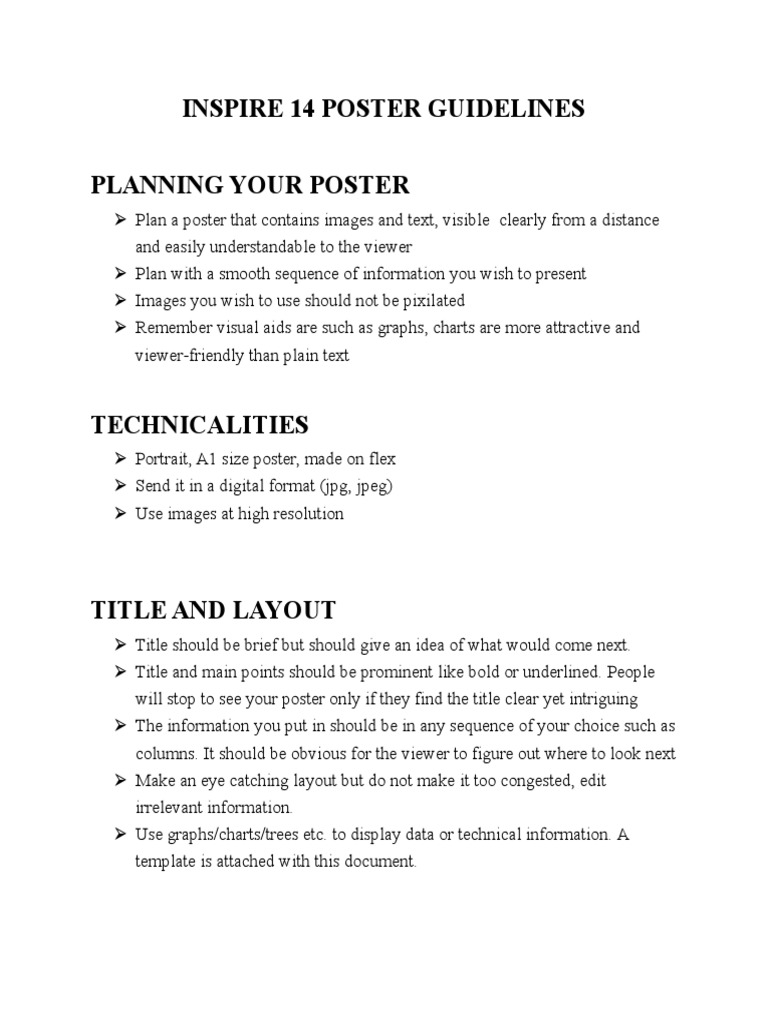 INSPIRE 2014 Poster Guidelines | PDF | Career & Growth | Art