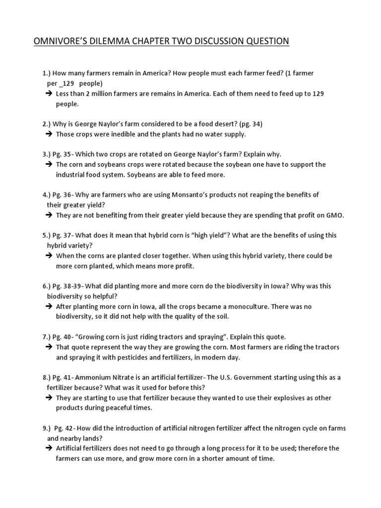 Omnivores Dilemma Two | PDF | Maize | Fertilizer