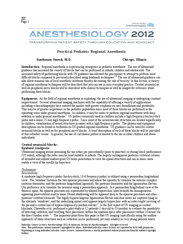 ASA Regional Anesthesia | PDF | Abdomen | Anesthesia