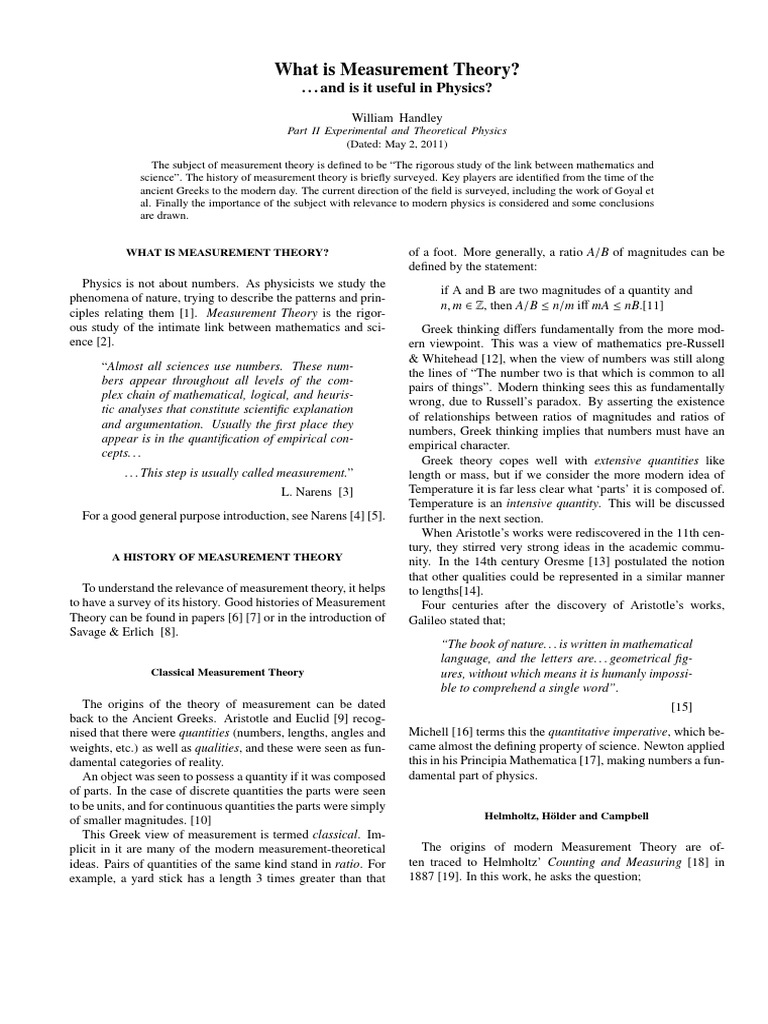 Measurement Theory | PDF | Quantity | Teaching Mathematics