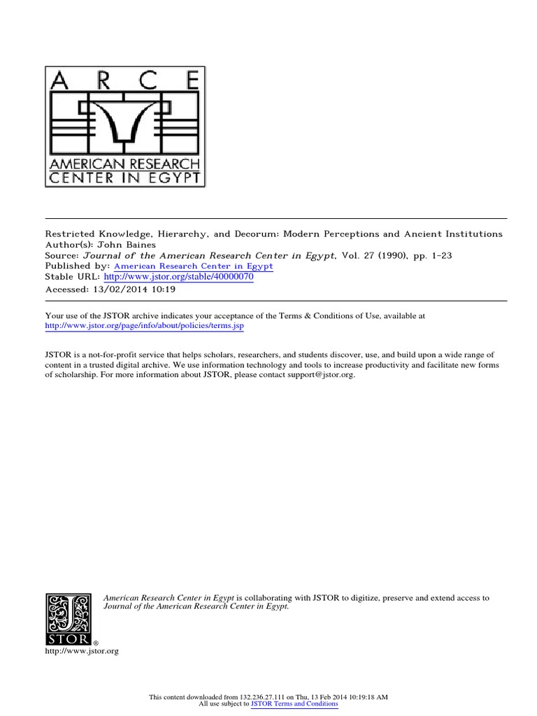 Restricted Knowledge, Hierarchy, and Decorum | PDF | Egyptology ...