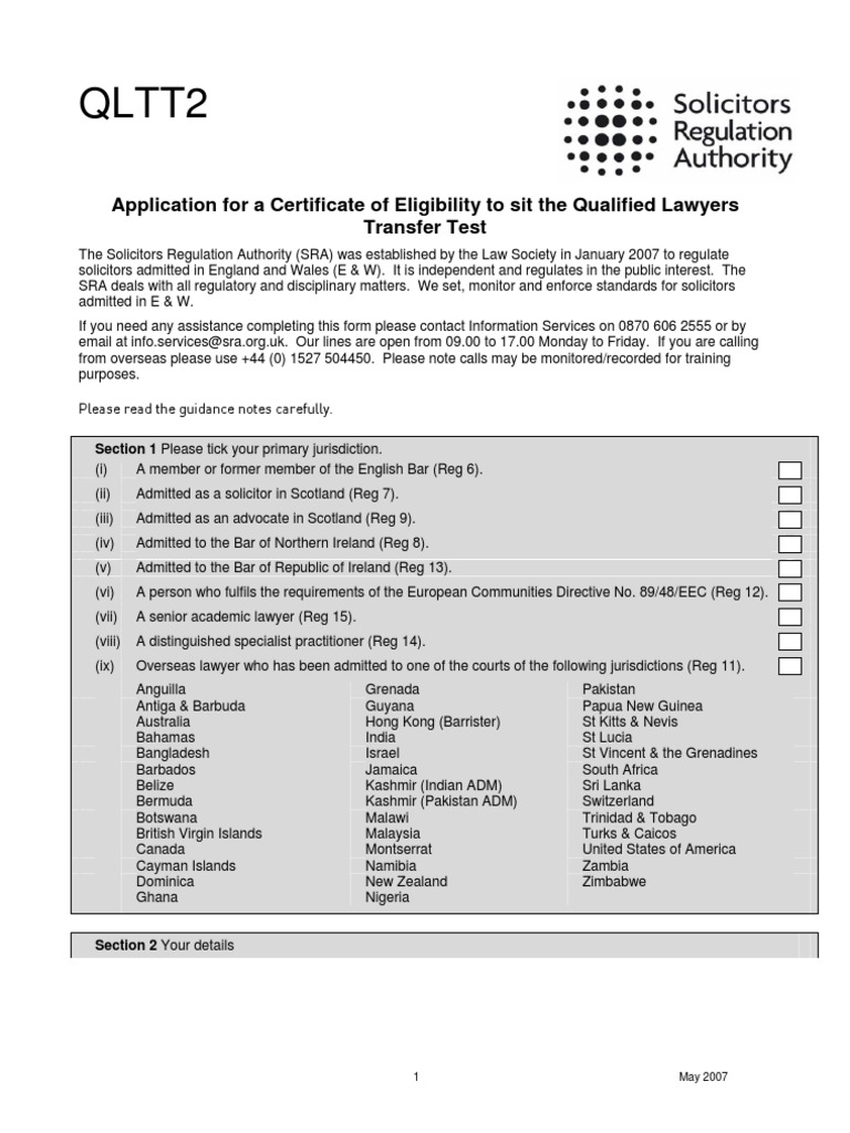 QLTT Certificate of Eligibility Form | PDF | Barrister | Solicitor