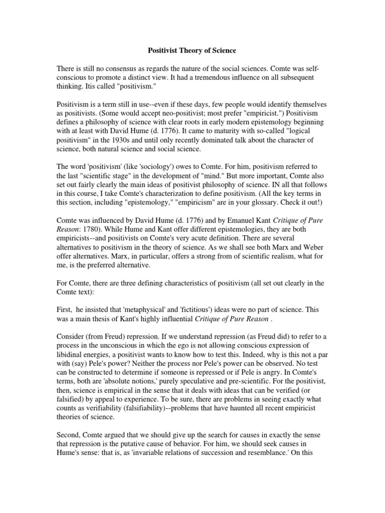 Positivist Theory of Science | Positivism | Philosophy Of Science