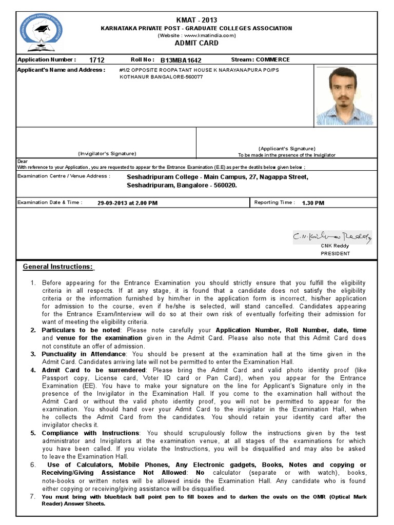 Hall Ticket | PDF | University And College Admission | Test (Assessment)