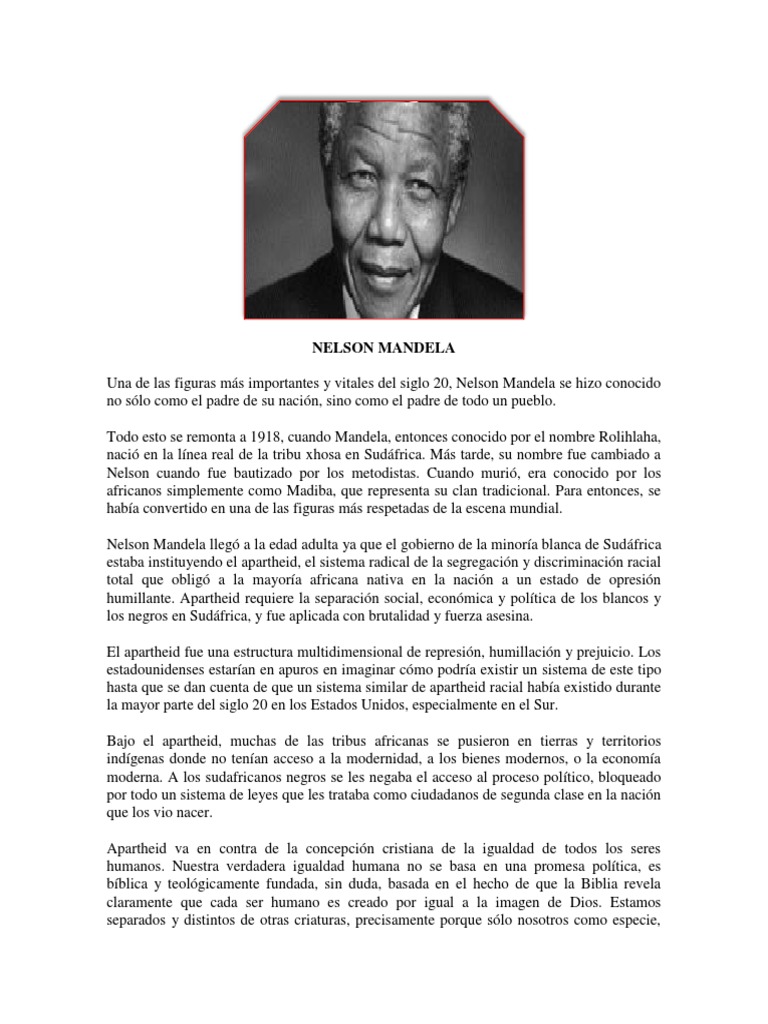 Una de Las Figuras NELSON MANDELA | PDF | Nelson Mandela | Sudáfrica