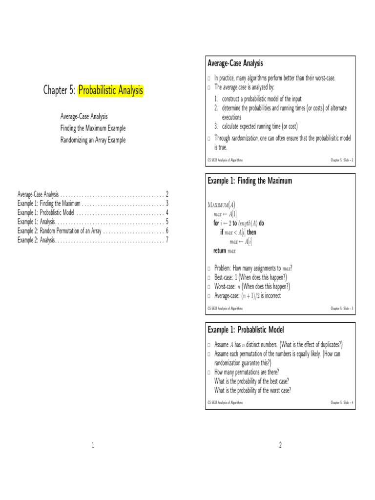 Chapter 5: Probabilistic Analysis | PDF | Discrete Mathematics | Algorithms And Data Structures