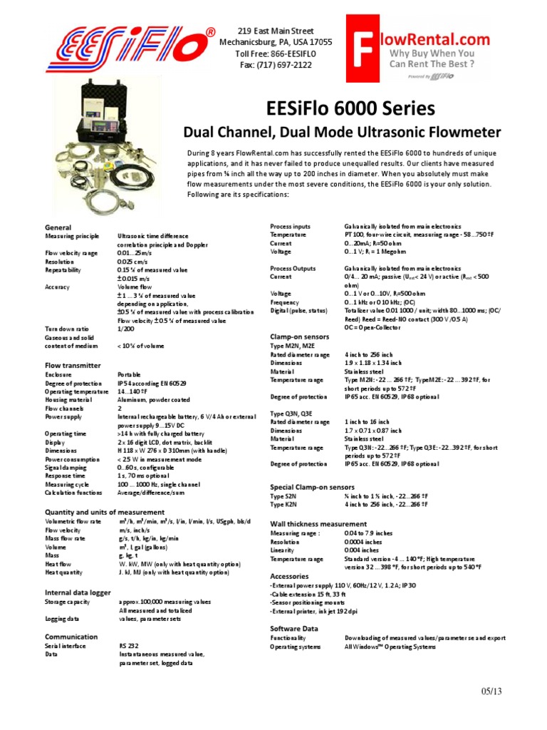 EESiFlo 6000 Series Specifications | PDF | Flow Measurement ...