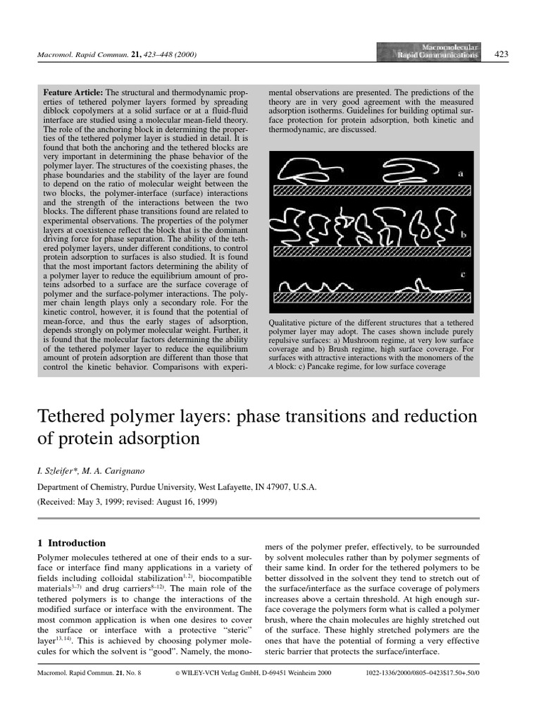 Tethered Polymer Layers: Phase Transitions | PDF | Adsorption | Copolymer