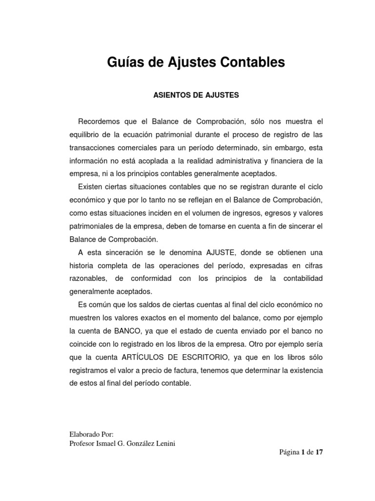 Guia de Ajustes Contables | PDF | Principios contables generalmente ...
