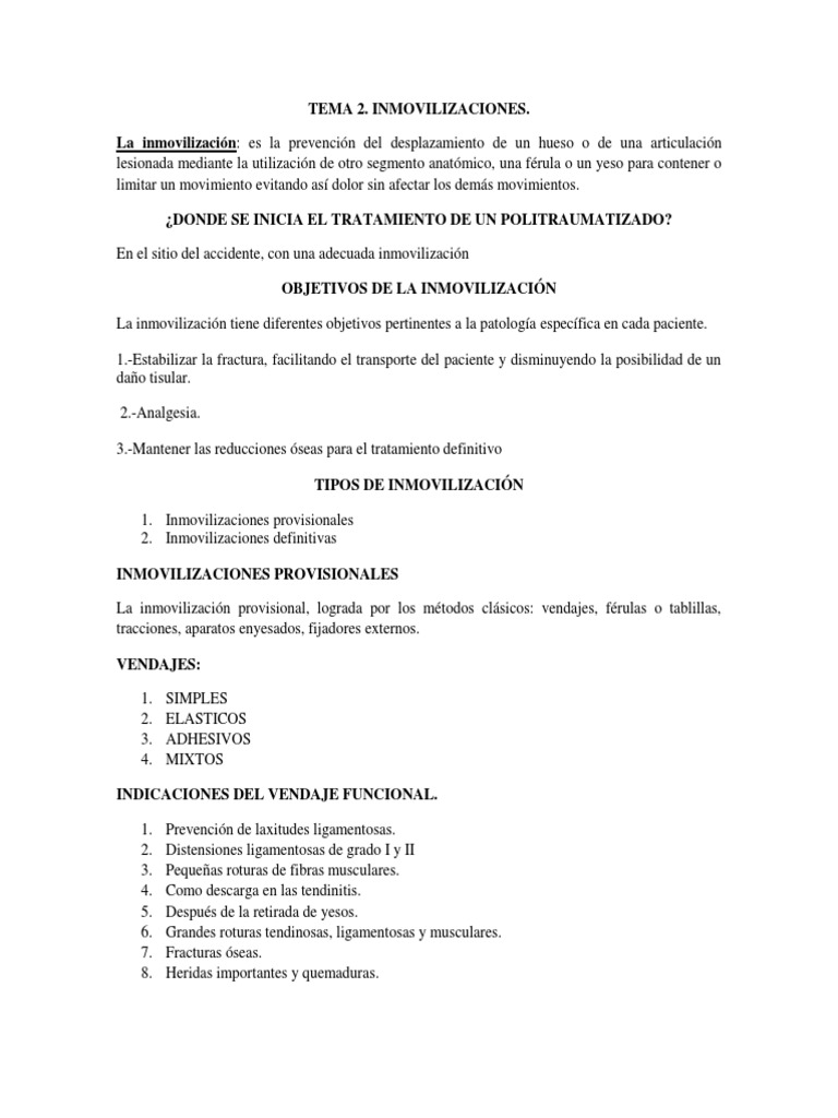 Tema 2. Inmovilizaciones Itpp IV | PDF | Hueso | Rodilla