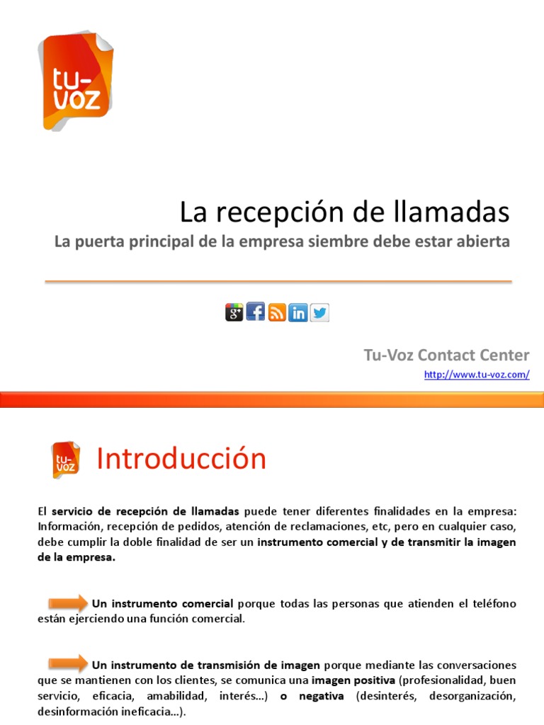 Recepción de Las Llamadas | PDF | Servicio al Cliente | Información