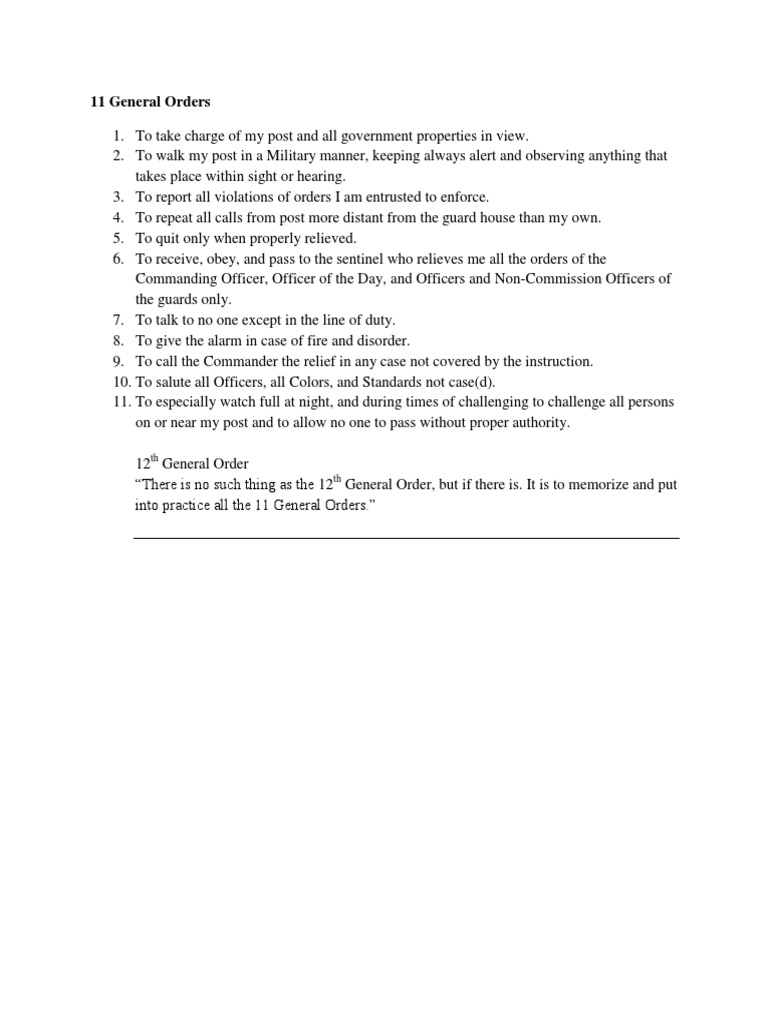 11 General Orders | PDF