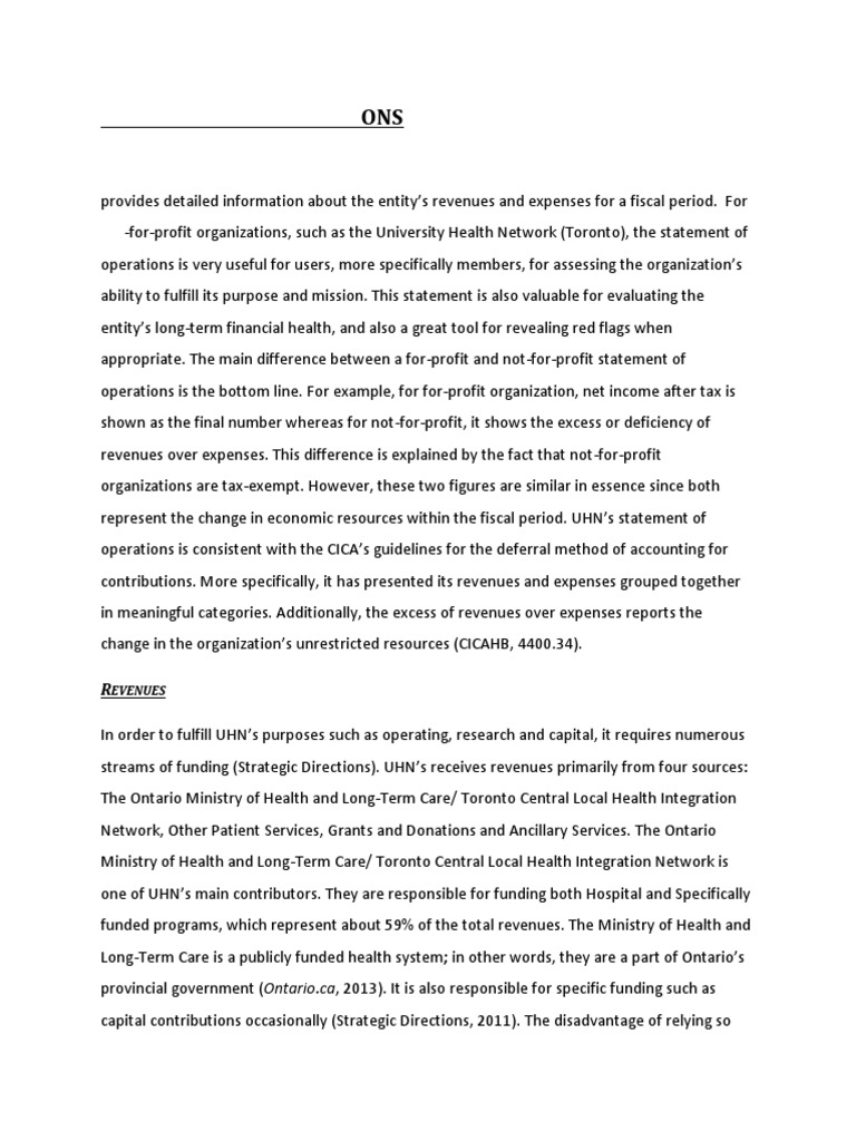 Statement of Operations | Nonprofit Organization | Fundraising