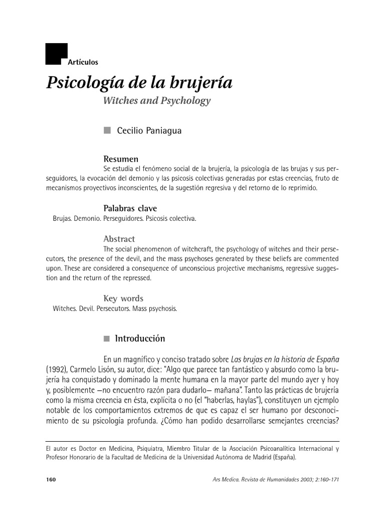 Psicología De La Brujería Y Sus Efectos Pdf Brujería Demonios