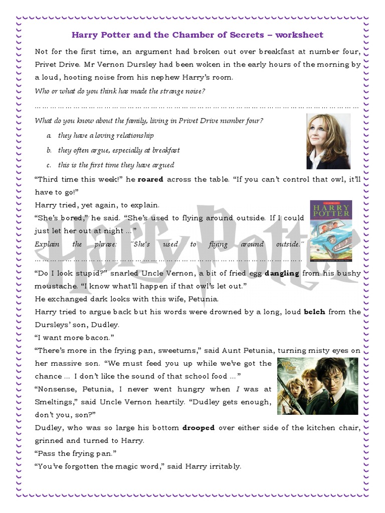 Harry Potter and The Chamber of Secrets Worksheet | PDF | Harry Potter