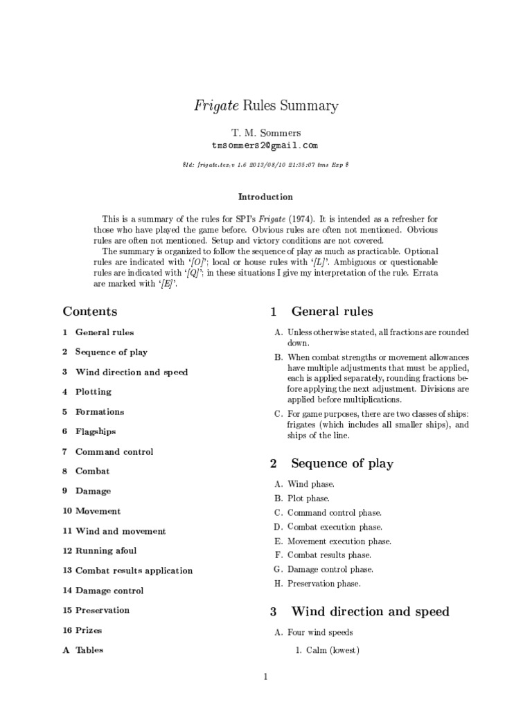 SPI Frigate Rules Summary | PDF