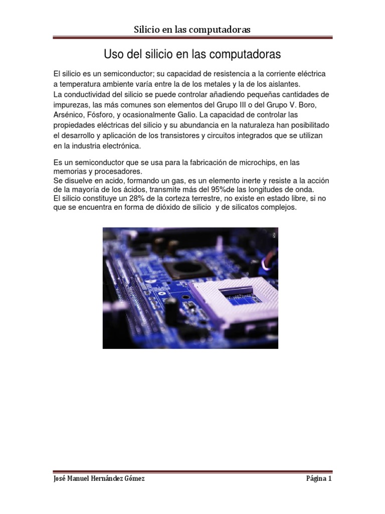 Silicio: Clave en Computadoras y Microchips | PDF