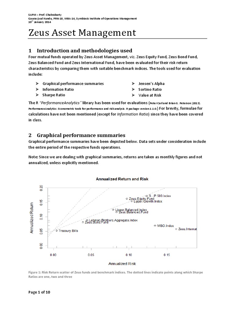 Zeus Asset Management Fund Analysis | PDF | Sharpe Ratio | Beta (Finance)