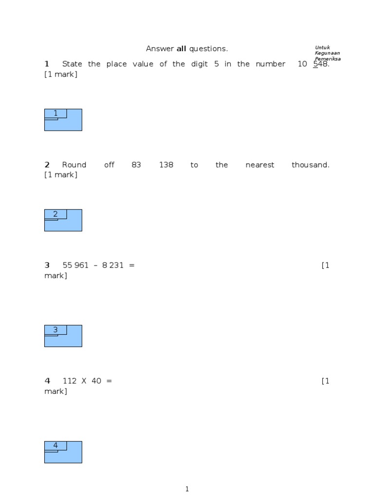 Exam Paper 2 Year 6 (Math) | PDF | Teaching Mathematics