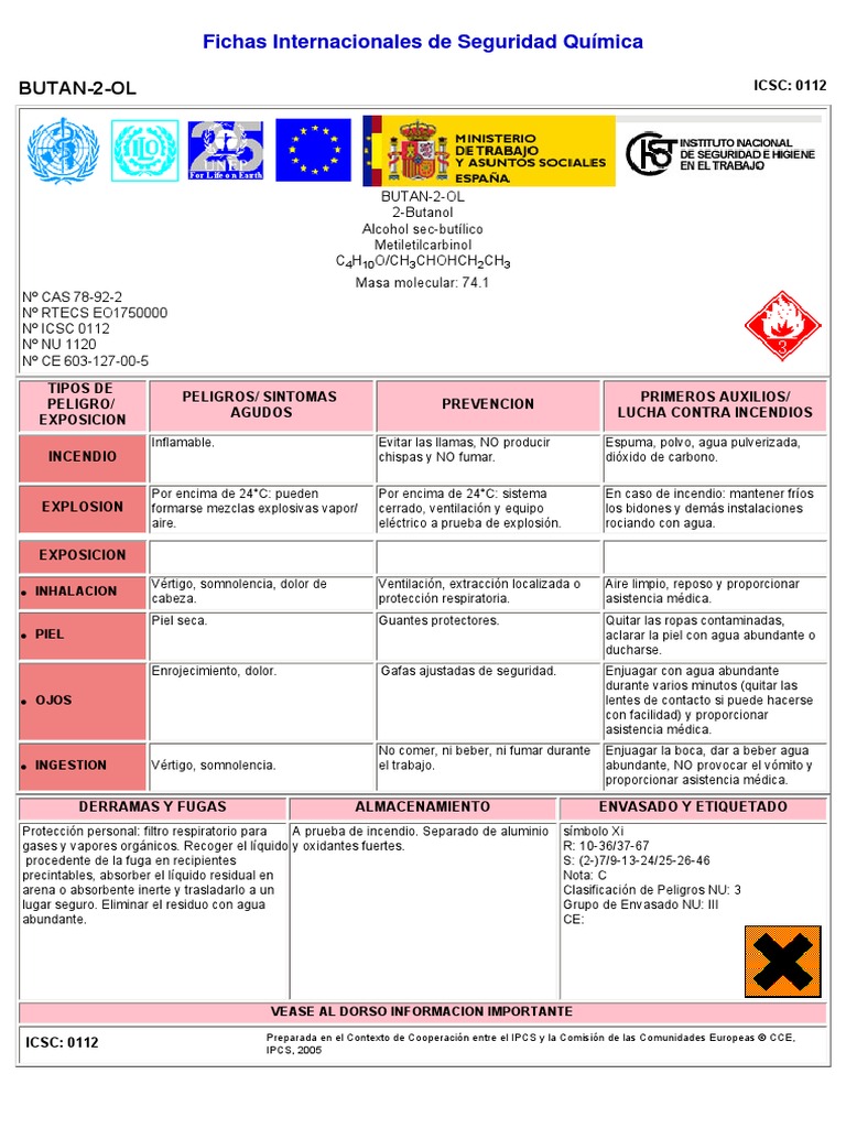 2 Butanol Ficha de Seguridad | PDF | Aluminio | Agua