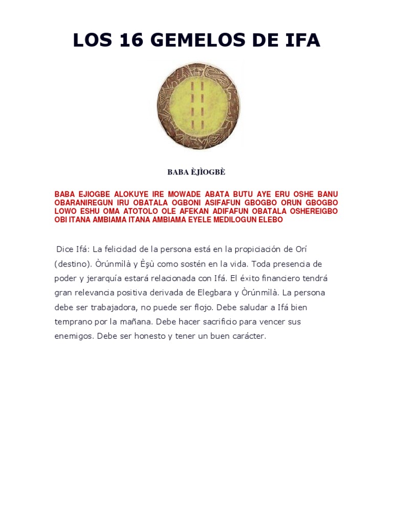 16 Mellis de Ifa | PDF | Religión popular | Deidades