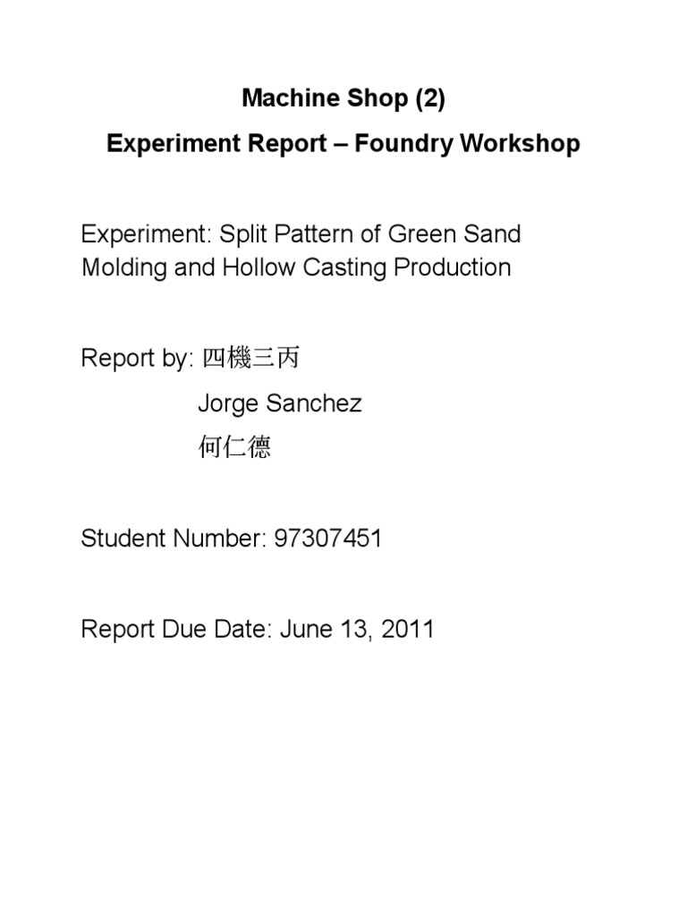 Split Pattern of Green Sand Molding and Hollow Casting Production | PDF ...
