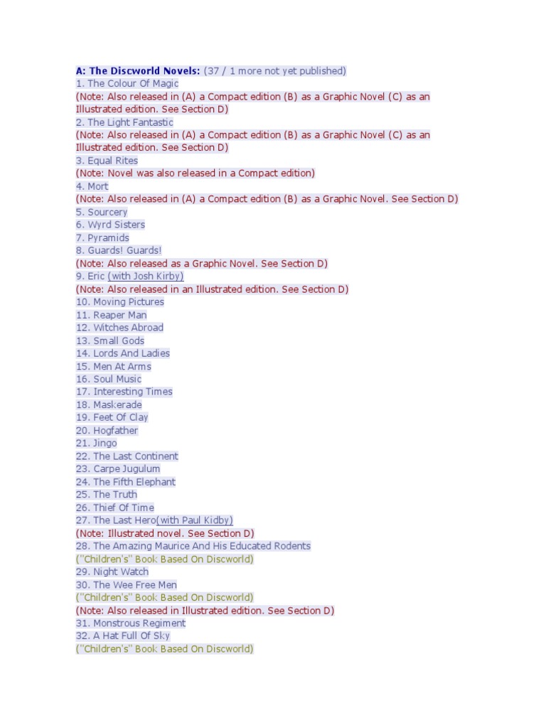 Ultimate Guide To Terry Pratchett's Books | PDF | Discworld | Terry ...