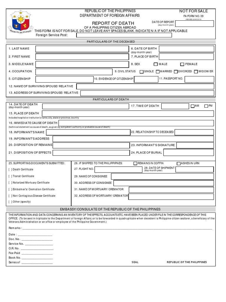 Report of Death (EC Form BPN-105) | PDF