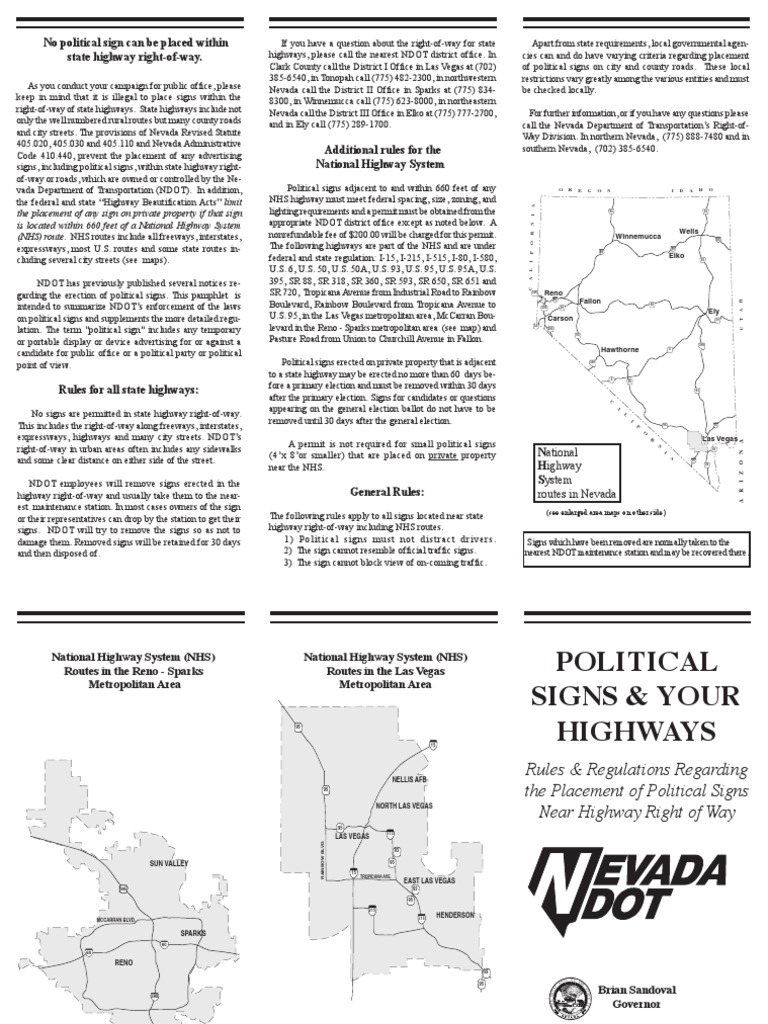 Nevada DOT Sign Brochure | Nevada | Traffic | Free 30-day Trial | Scribd