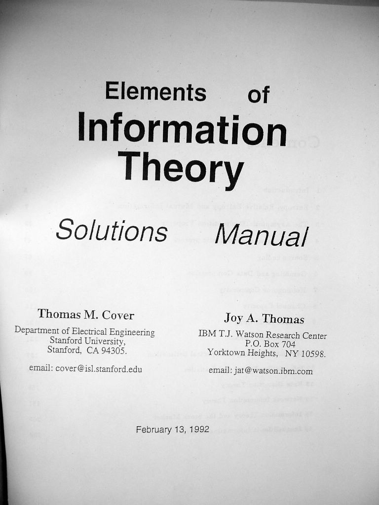 Elements of Information Theory Maual Solutions | PDF