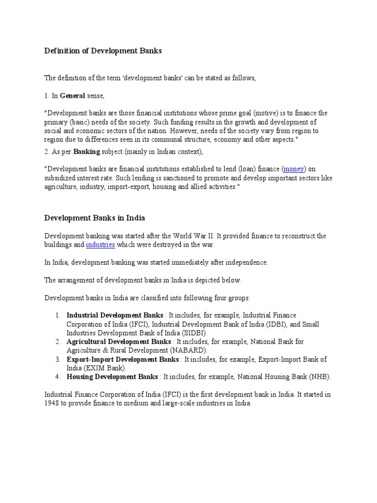 Development Banks | Banks | Entrepreneurship