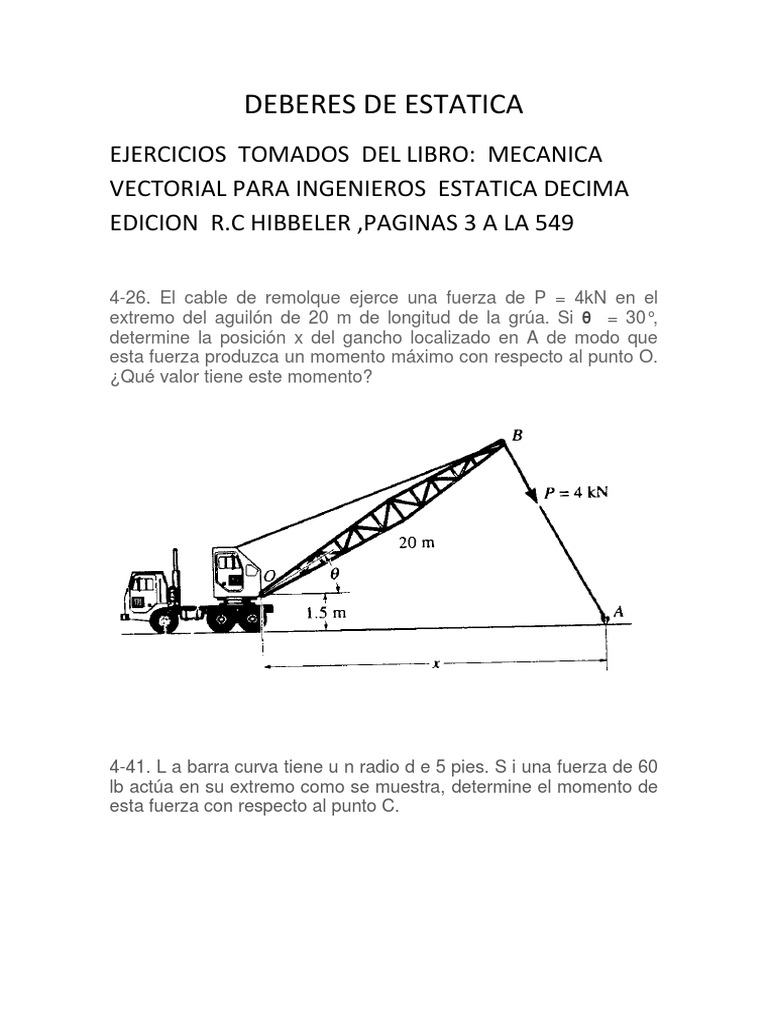 Deber Estatica 2 3 4 | PDF | Fuerza | Mecánica