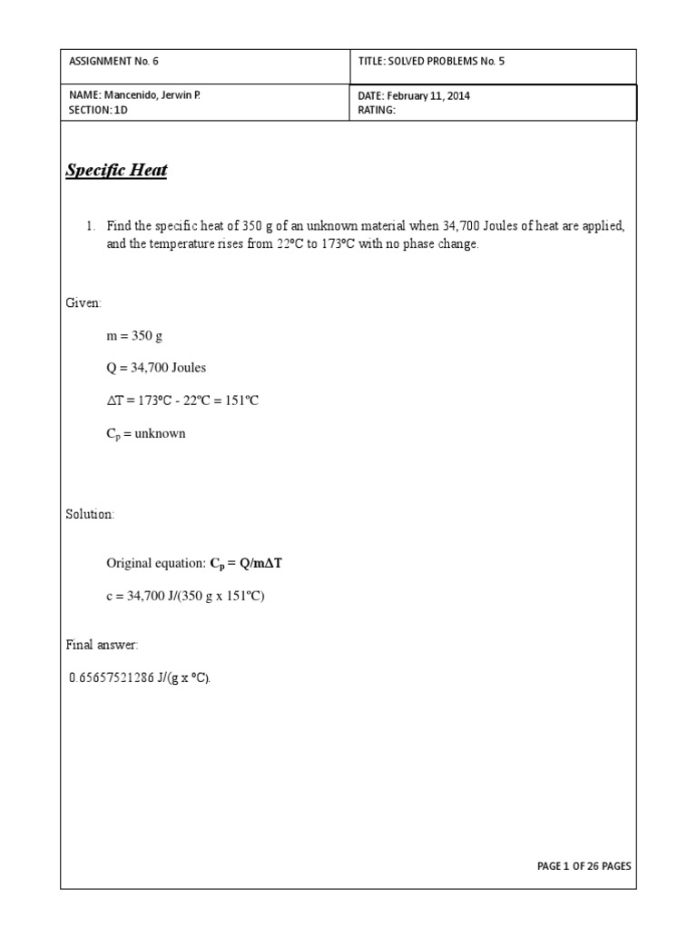 Thermodynamic Analysis of Solved Problems | PDF | Gases | Entropy
