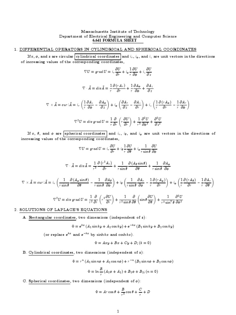 Formula Sheet | PDF | Teaching Methods & Materials