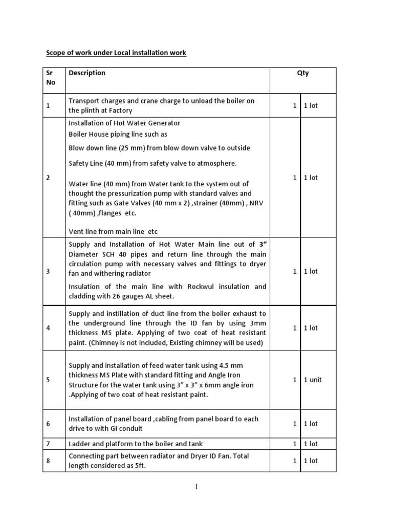 Scope of Work Under Local Installation Work | Download Free PDF | Pipe ...