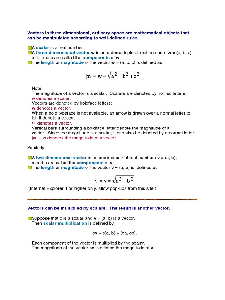 Scalar Three-Dimensional Vector Components Length Magnitude | PDF ...
