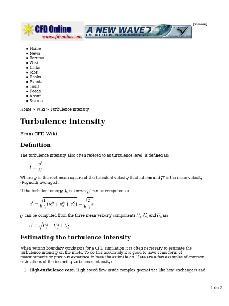 Turbulence Intensity | PDF | Computers