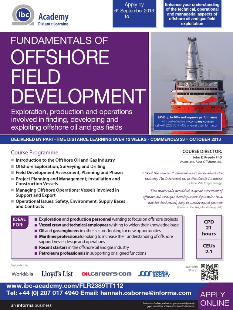 Fundamentals of Offshore Field Development - TT112 | PDF | Offshore ...